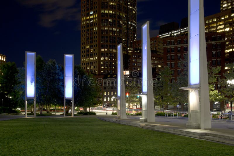 Modern City Boston at Night Stock Photo - Image of downtown, boston ...
