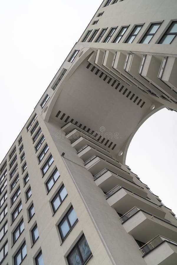 Modern City Building on Gray Sky Background Stock Photo - Image of ...