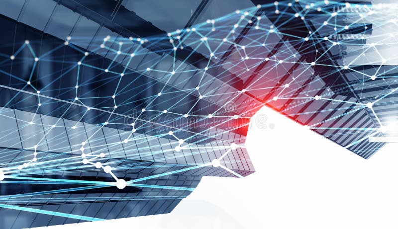 Two Buildings. The Connection Bridge. The Flat Design. Stock Vector ...