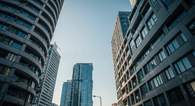 Modern City Buildings Low Angle View Stock Illustration - Illustration ...