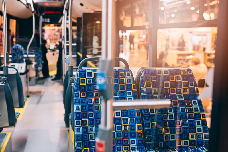 Modern City Bus Interior and Seats Stock Photo - Image of cargo ...
