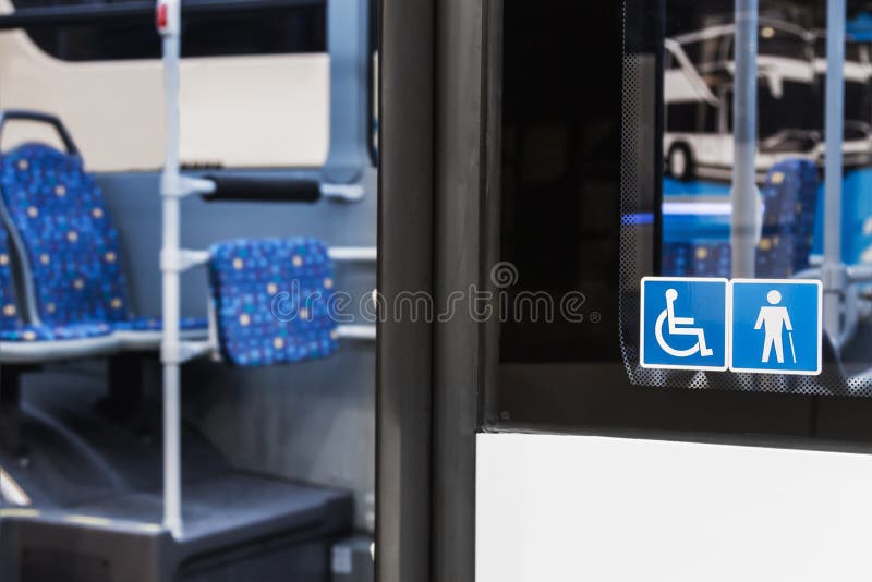 Modern City Bus with Seats for Disabled Stock Image - Image of ...
