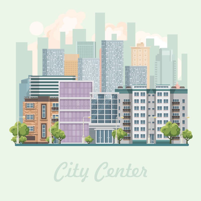 Modern City Center Vector Illustration in Flat Design.Police Office ...