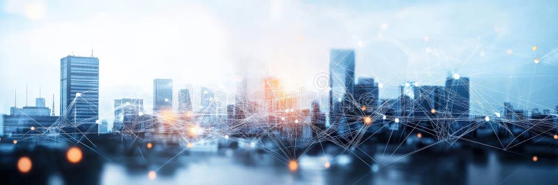 Modern City Network Connection Stock Illustration - Illustration of ...