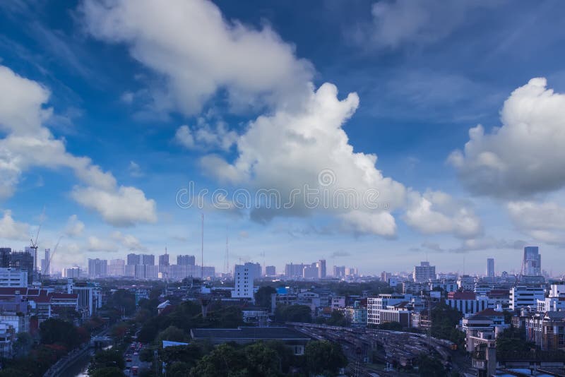 Modern City with cloud stock image. Image of skyline - 114647999