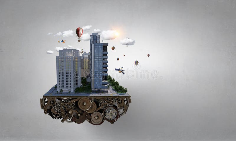 Modern City Concept. Mixed Media Stock Image - Image of steel, city ...