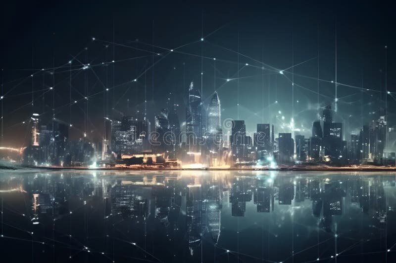 Modern City , Connection Concept , Abstract Communication Technology ...