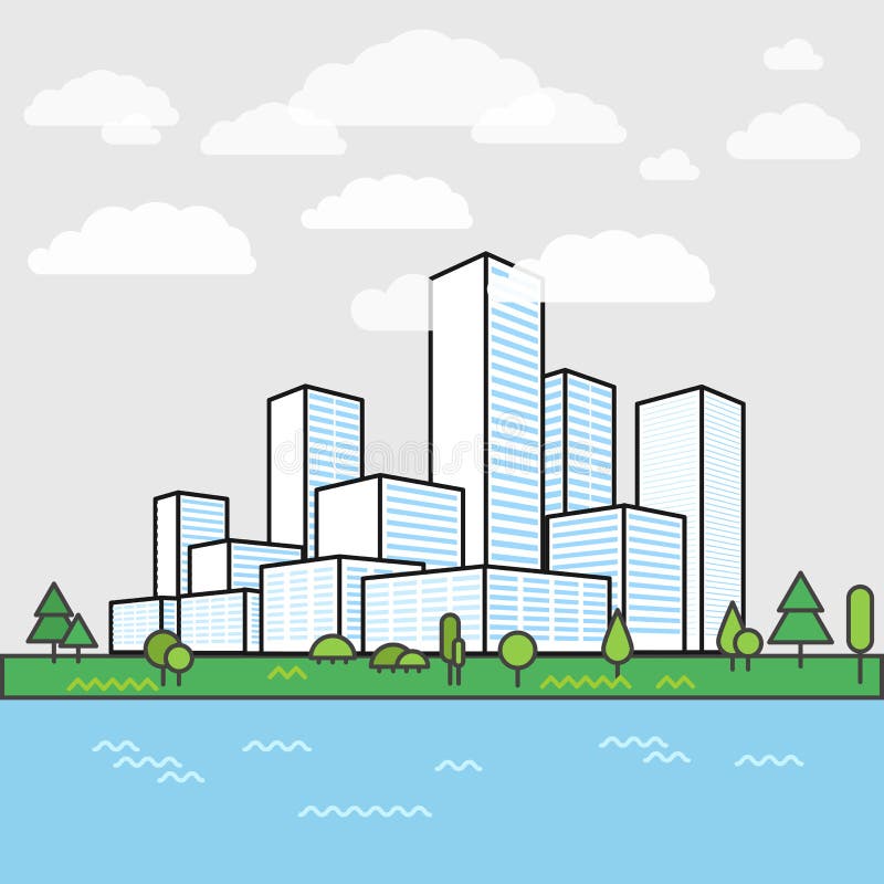 Modern City District. Buildings in Perspective Stock Vector ...