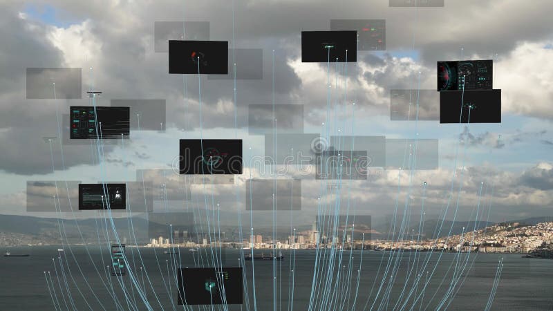 Modern City and Graphical User Interface. Statistics of Business ...