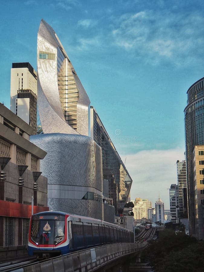 Modern City and Ironman Skytrain Editorial Stock Image - Image of ...