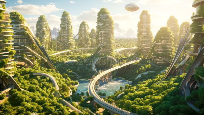 Modern City Landscape with Bridge and Skyscrapers. Stock Image - Image ...