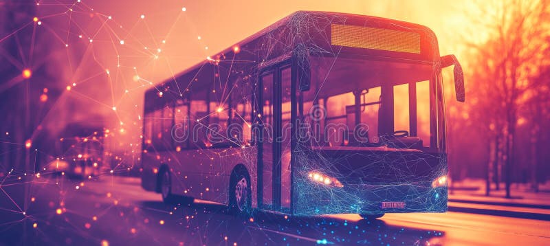 Modern City Life with Smart Public Bus, 3D Visualization Combining ...