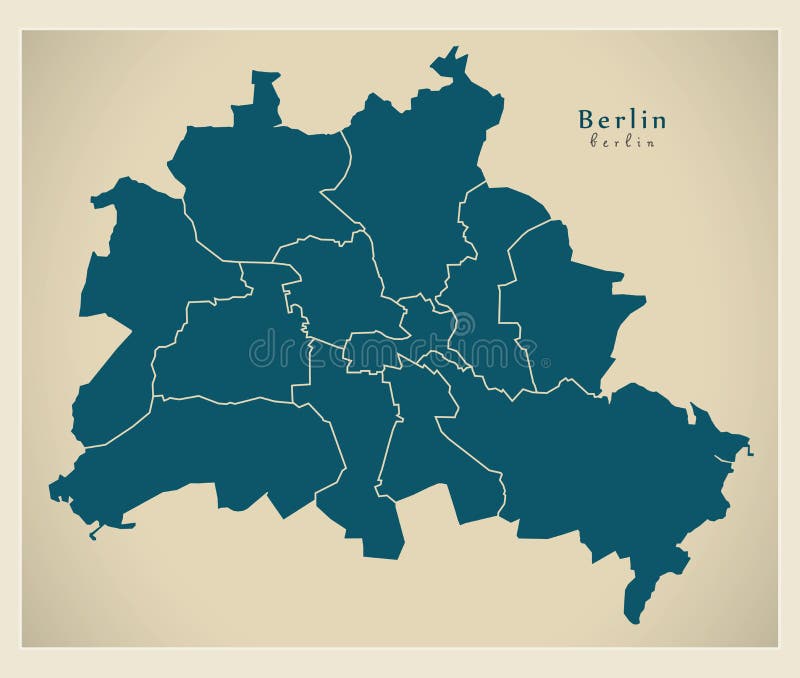 Berlin City Map with Boroughs Grey Illustration Silhouette Shape Stock ...