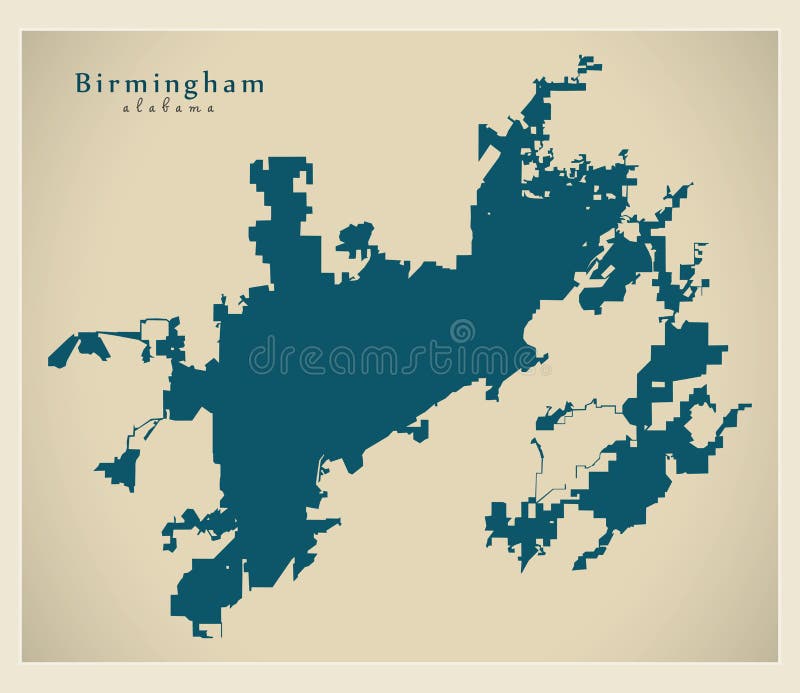 Modern City Map - Birmingham Alabama City of the USA Stock Illustration ...