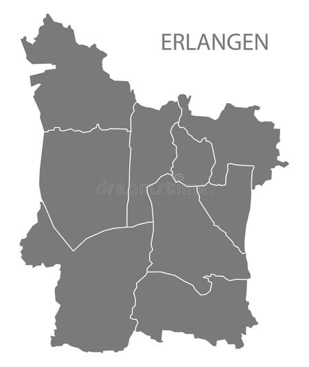 Modern City Map - Erlangen City of Germany with Districts Grey DE Stock ...