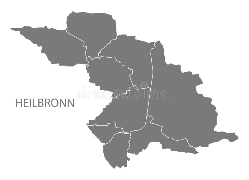 Modern City Map - Heilbronn City of Germany with Districts Grey DE ...