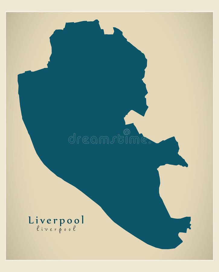 Liverpool City Map England UK Labelled Black Illustration Stock Vector ...