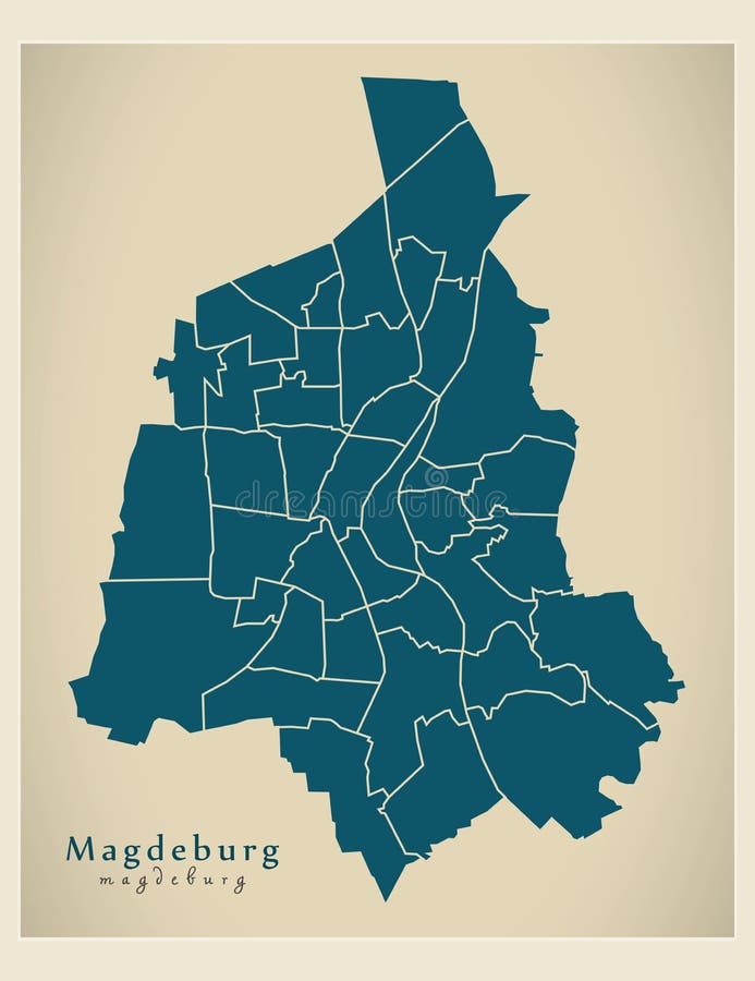 Magdeburg Map with Boroughs and Modern Round Shapes Stock Vector ...