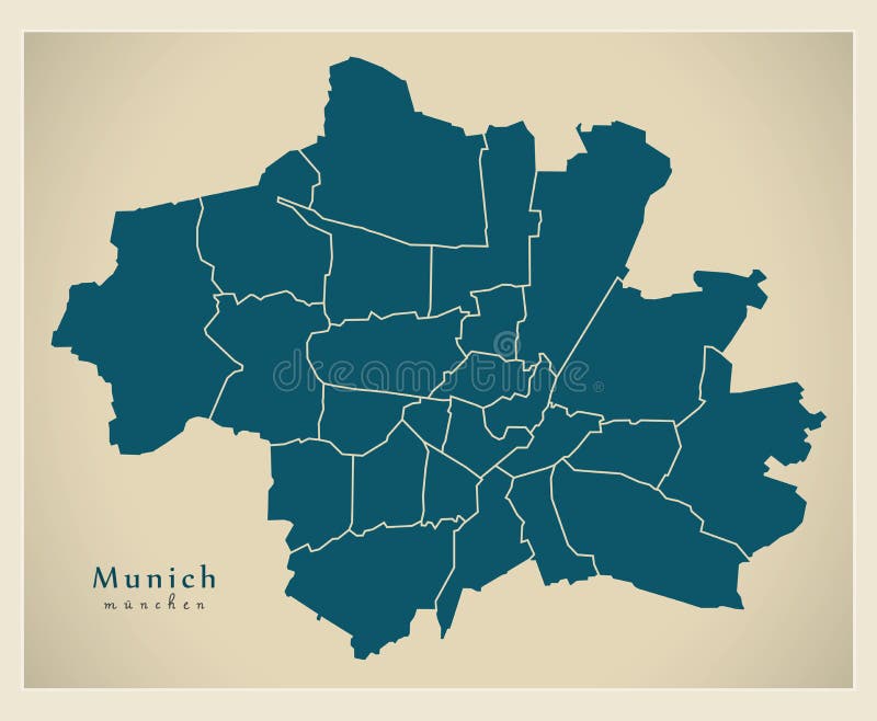 Munich City Map Germany DE Labelled Black Illustration Stock Vector ...