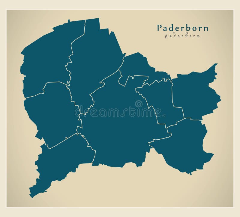 Paderborn Map with Boroughs and Modern Round Shapes Stock Vector ...