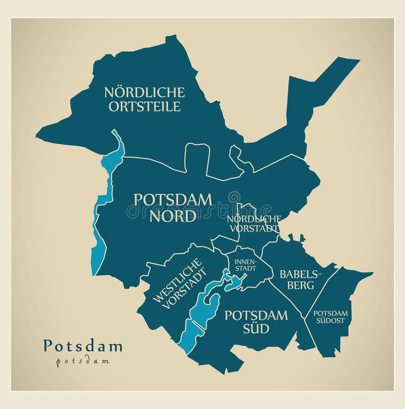 Potsdam City Map with Boroughs Grey Illustration Silhouette Shape Stock ...