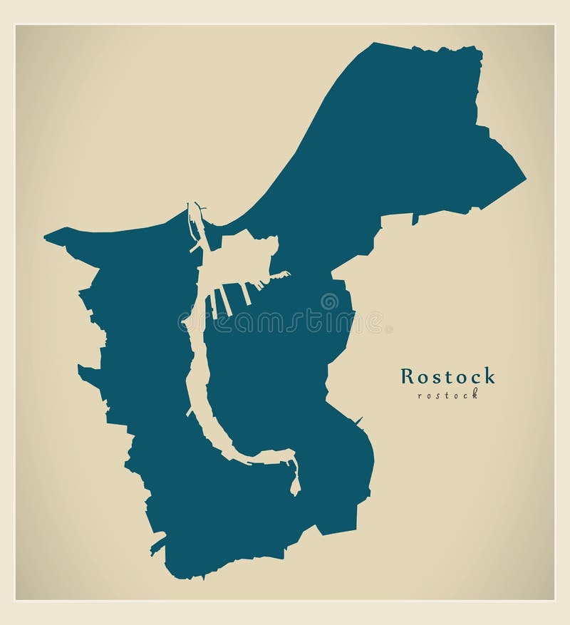 Rostock City Map Germany DE Labelled Black Illustration Stock Vector ...