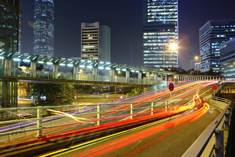 Modern city at night stock image. Image of hongkong, bridge - 18324697