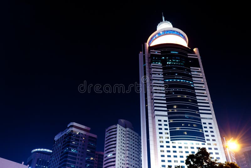 Modern city at night stock image. Image of district, light - 34745621
