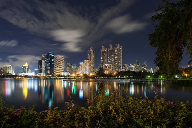 Modern city at night stock image. Image of outdoors, landscape - 57984895