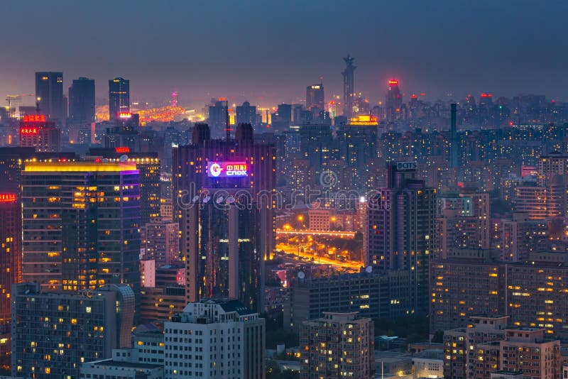 A modern city at night editorial stock image. Image of center - 178743414