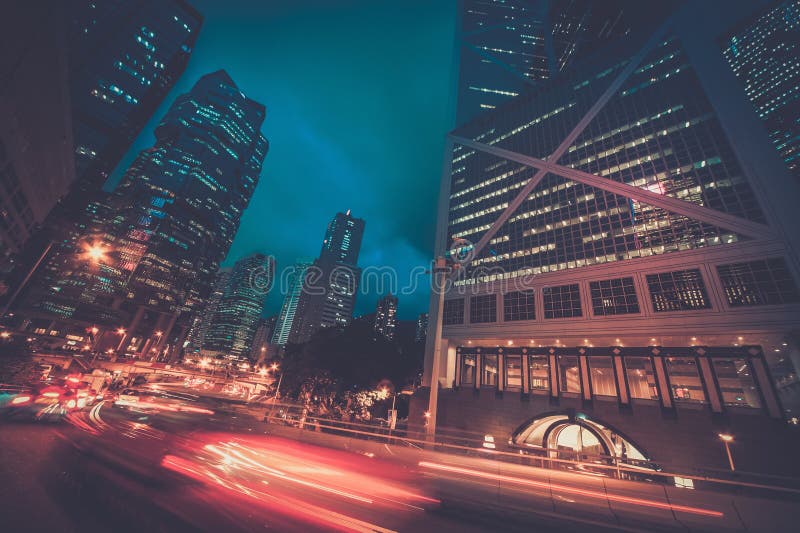 Modern city at night stock image. Image of hongkong, commercial - 39967819