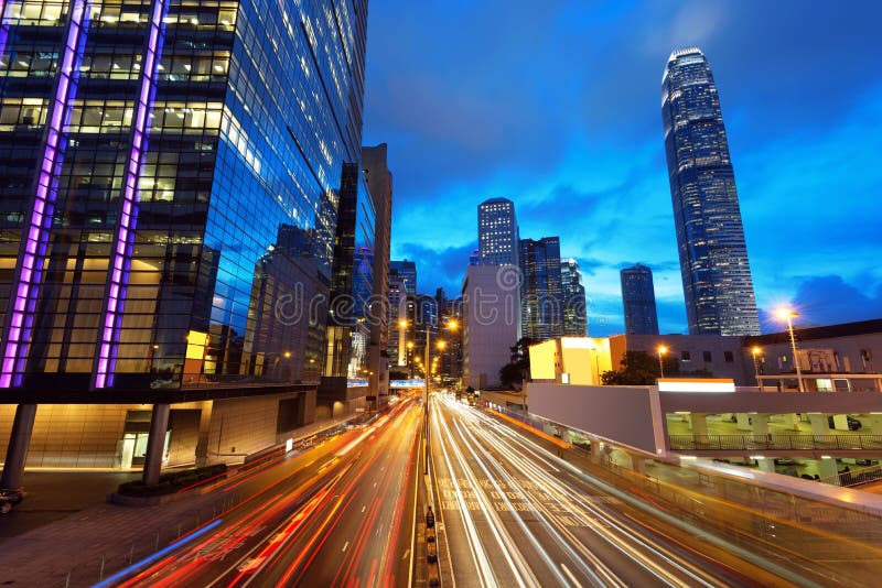 Modern city at night stock photo. Image of moving, dark - 33548380