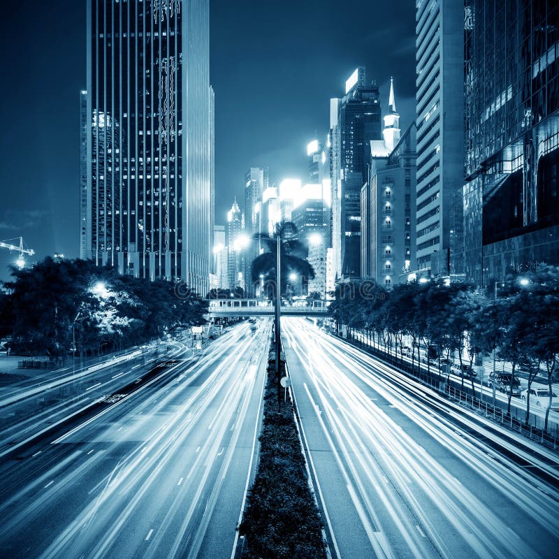 Modern city at night stock image. Image of color, movement - 45722639