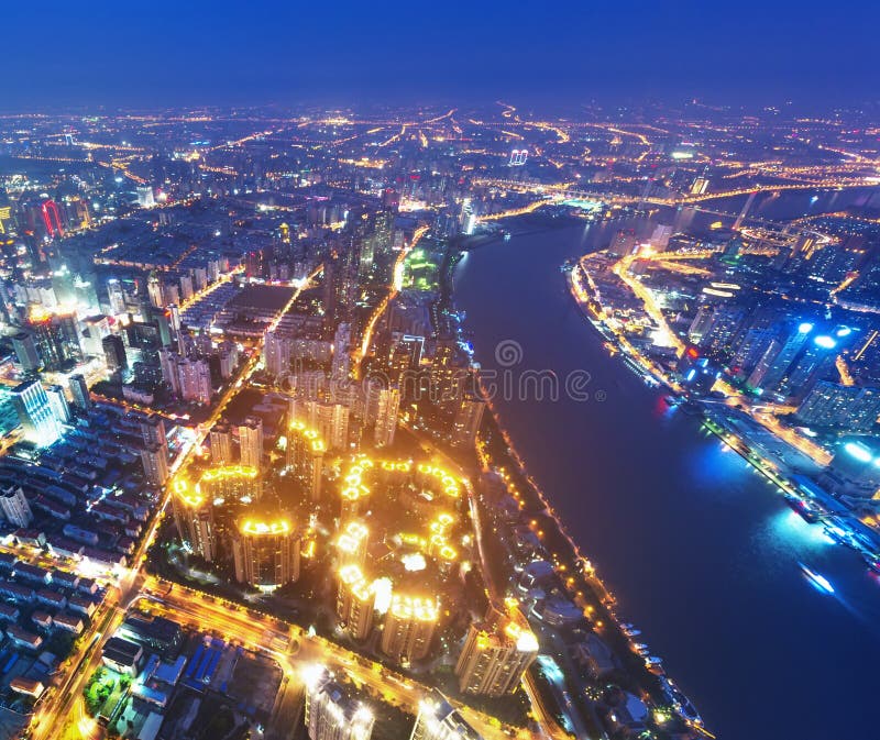Modern city at night stock image. Image of horizontal - 88891361
