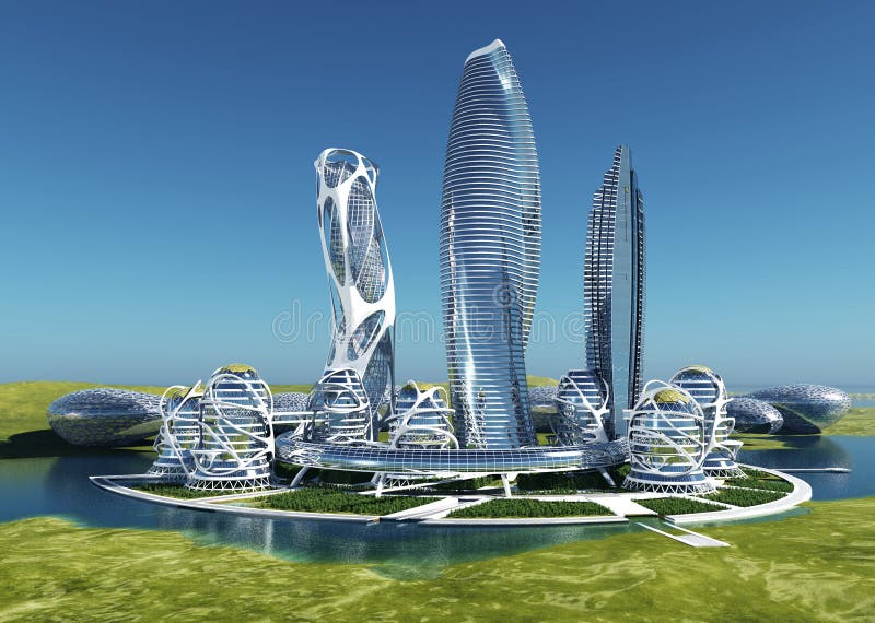 Modern city stock illustration. Illustration of glass - 250010376