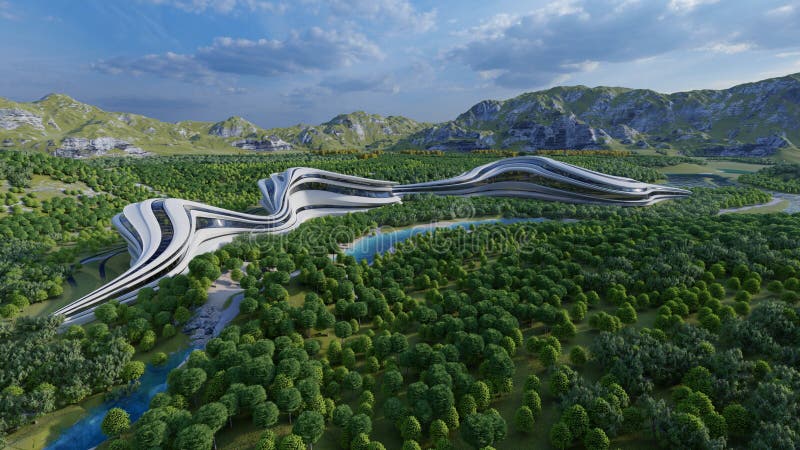 Modern city stock illustration. Illustration of city - 267409610