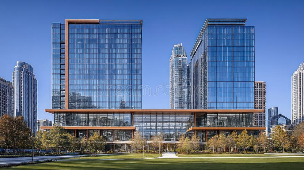 Modern City Park Office Building Complex Stock Illustration ...