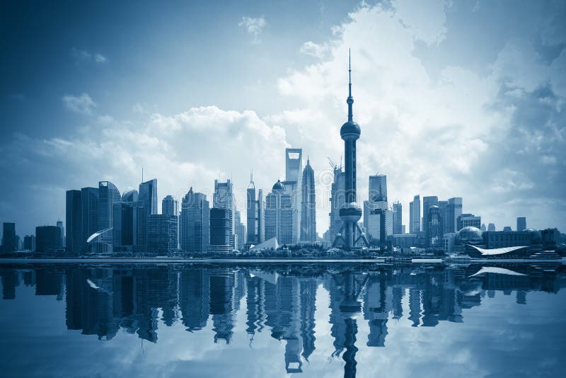 Modern City with Reflection Stock Photo - Image of chinese, corporate ...