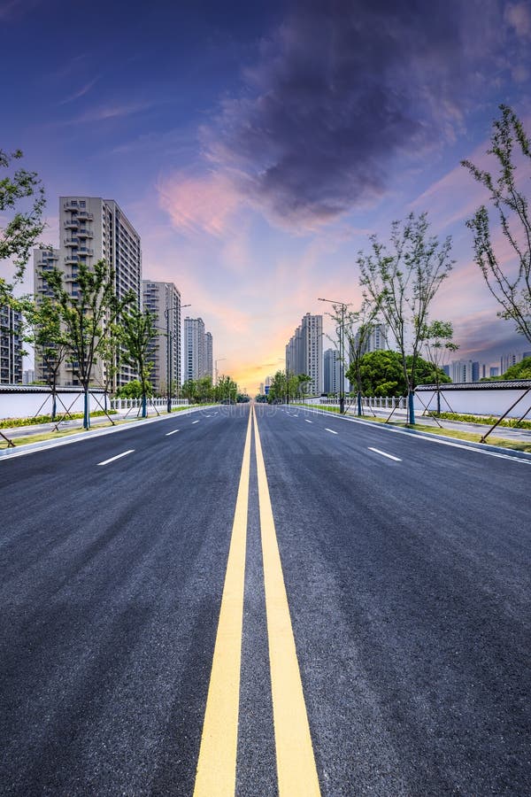 Modern City Road and City Skyline Stock Image - Image of office, famous ...