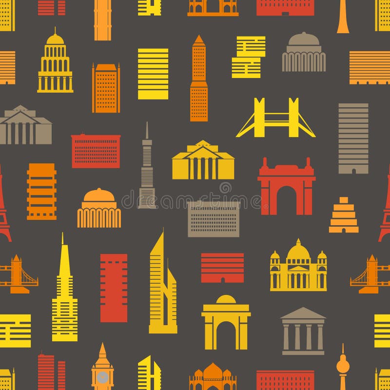 Modern City Silhouettes Seamless Pattern Stock Vector - Illustration of ...