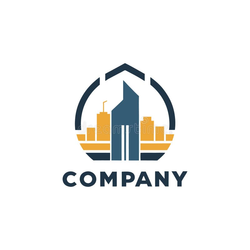 Modern City Skyline Logo Design with Building Construction Stock Image ...