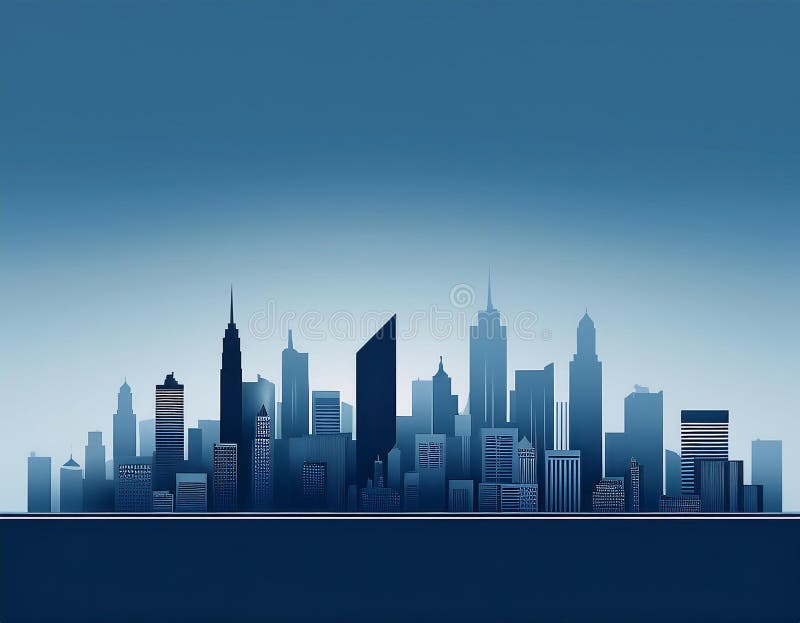 Modern City Skyline Standing Tall Against Blue Gradient Sky Stock ...
