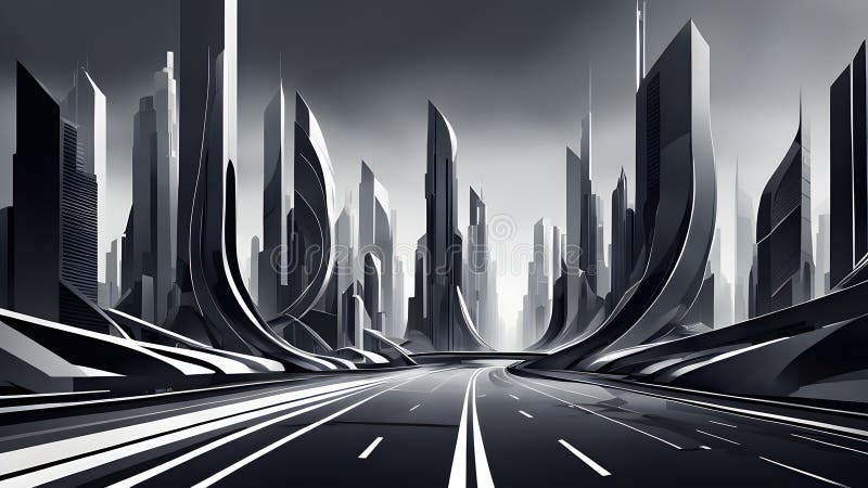 Modern City Skyline Using Clean Lines and Geometric Forms Stock ...