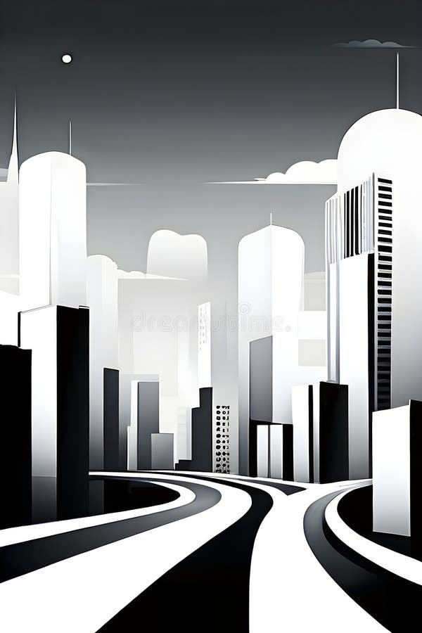 Modern City Skyline Using Clean Lines and Geometric Forms Stock ...