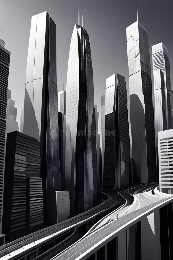 Modern City Skyline Using Clean Lines and Geometric Forms Stock ...