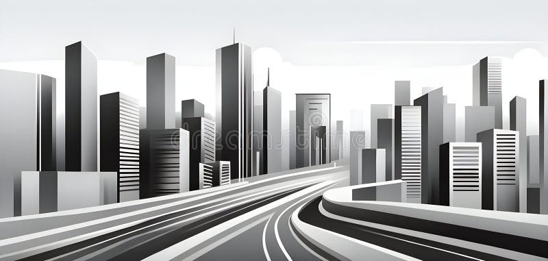 Modern City Skyline Using Clean Lines and Geometric Forms Stock ...