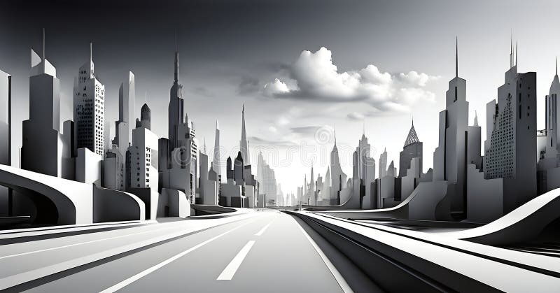 Modern City Skyline Using Clean Lines and Geometric Forms Stock ...