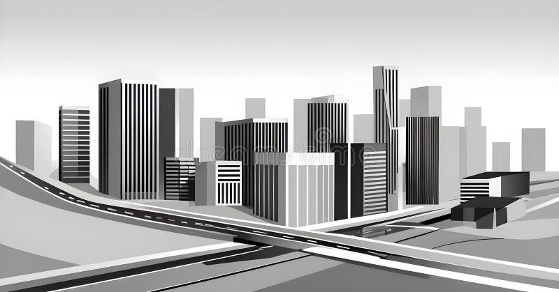 Modern City Skyline Using Clean Lines and Geometric Forms Stock ...