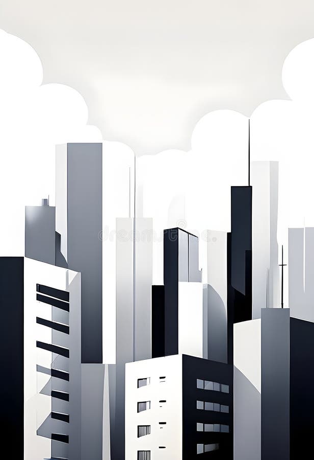Modern City Skyline Using Clean Lines and Geometric Forms Stock ...