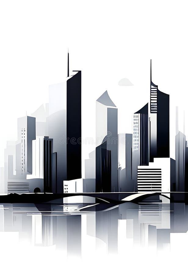 Modern City Skyline Using Clean Lines and Geometric Forms Stock ...